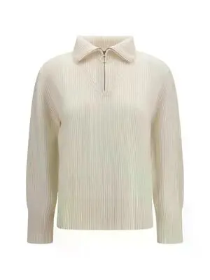 FORTE_FORTE Ribbed Half-zip Jumper - Neutrals