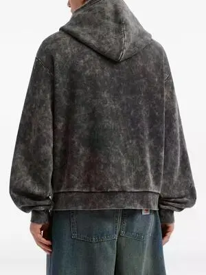 Izzue Acid-wash Logo-embroidered Hoodie