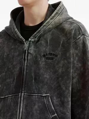 Izzue Acid-wash Logo-embroidered Hoodie