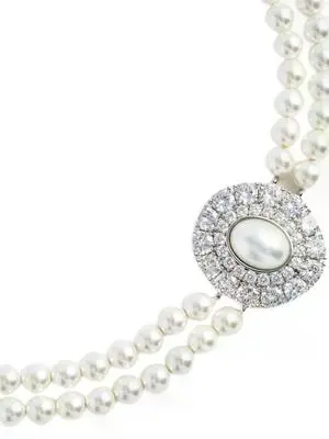 SELF-PORTRAIT Pearl Crystal-embellished Choker - Silver