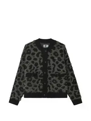 Izzue Leopard-print Brushed Cardigan - Grey