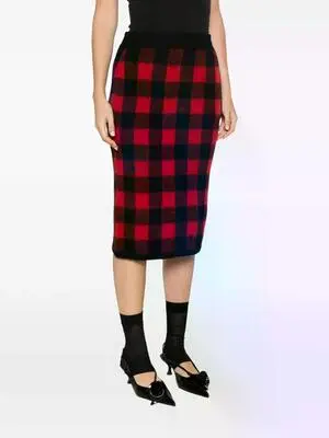 N°21 Check-pattern Knitted Midi Skirt