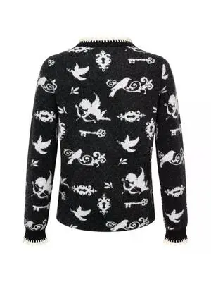 RENLI SU Intarsia-knit Pompom-trim Sweater