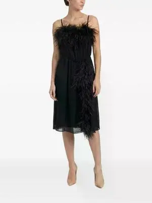 Prada Feather-trim Midi Dress