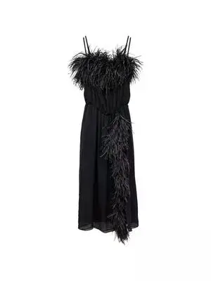 Prada Feather-trim Midi Dress