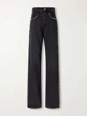 Marni Embellished Mid-rise Straight-leg Jeans - Black
