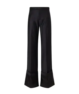 JEAN PAUL GAULTIER Wool-twll Wide-leg Pants - Black