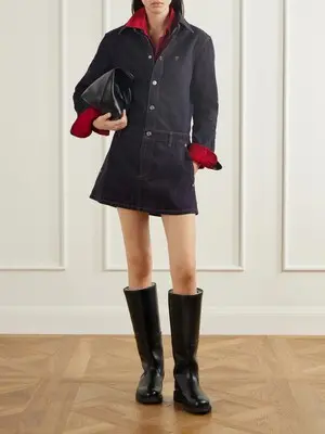 AMI Paris Embroidered Denim Mini Dress