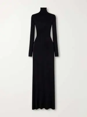 Tove Sacha Jersey Turtleneck Gown - Black