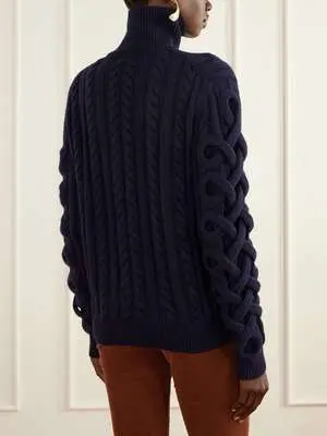 Etro Cable-knit Wool-blend Turtleneck Sweater