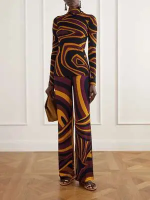 Emilio Pucci Printed Satin-jersey Wide-leg Pants - Multi