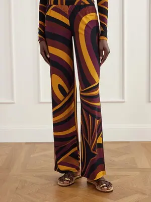 Emilio Pucci Printed Satin-jersey Wide-leg Pants - Multi