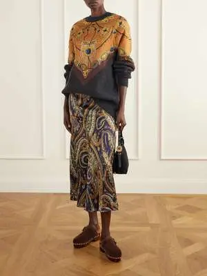 Etro Printed Silk-trimmed Wool And Cashmere-blend Sweater
