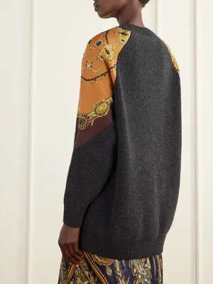 Etro Printed Silk-trimmed Wool And Cashmere-blend Sweater