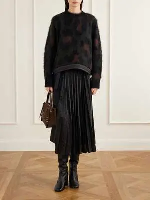 Sacai Leopard-print Mohair-blend Sweater