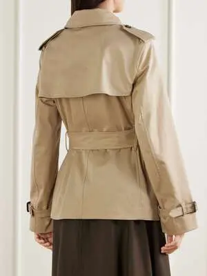 Burberry Double-breasted Belted Checked Cotton-gabardine Trench Coat