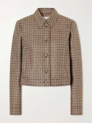 Gabriela Hearst Thereza Houndstooth Wool And Silk-blend Blazer - Camel