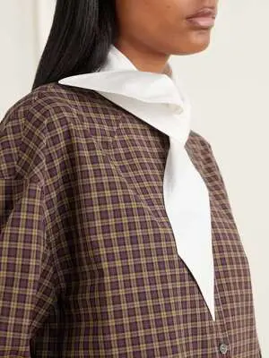 Marni Scarf-detailed Checked Cotton-poplin Shirt