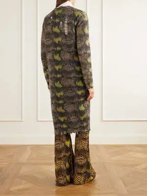 R13 Distressed Animal-print Cashmere Cardigan
