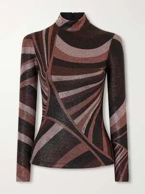 Emilio Pucci Printed Stretch-jersey Turtleneck Top - Multi