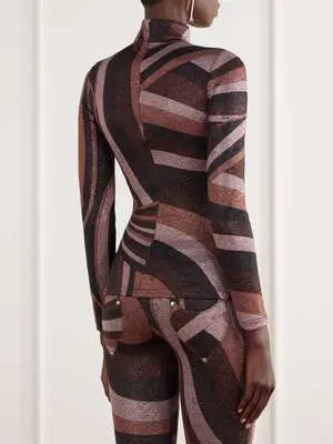 Emilio Pucci Printed Stretch-jersey Turtleneck Top