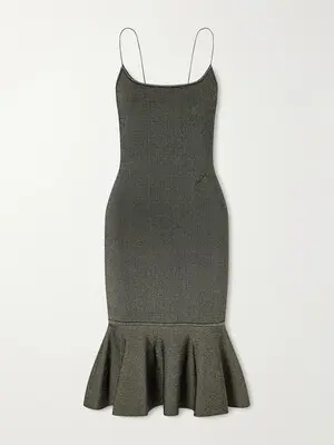 Jacquemus La Robe Maille Pina Knitted Midi Dress - Gray