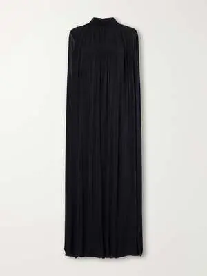 Tove Elia Cape-effect Draped Jersey Maxi Dress - Black