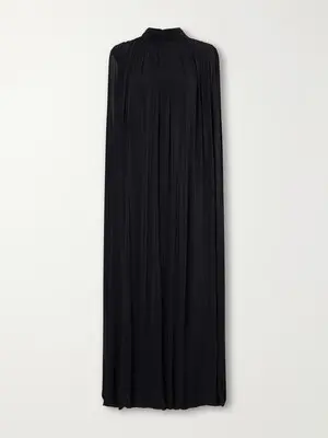 Tove Elia Cape-effect Draped Jersey Maxi Dress - Black