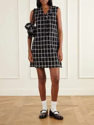 Thom Browne Houndstooth Wool-blend Mini Dress