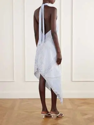 Emilio Pucci Asymmetric Printed Silk-twill Halterneck Midi Dress