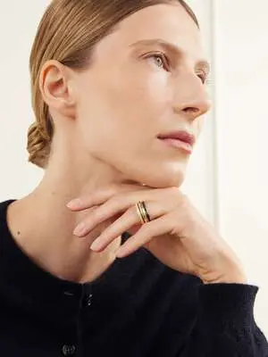 BY PARIAH Stack Set Of Three 14-karat Gold, Navy Sapphire And Diamond Rings