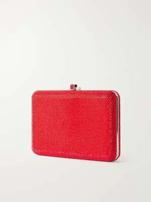 Judith Leiber Slim Slide Crystal-embellished Silver-tone Clutch