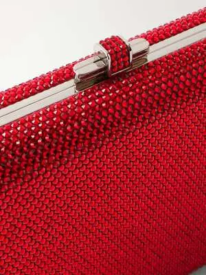 Judith Leiber Slim Slide Crystal-embellished Silver-tone Clutch