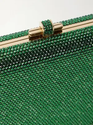 Judith Leiber Slim Slide Crystal-embellished Gold-tone Clutch