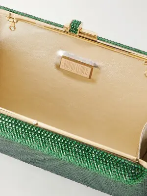 Judith Leiber Slim Slide Crystal-embellished Gold-tone Clutch