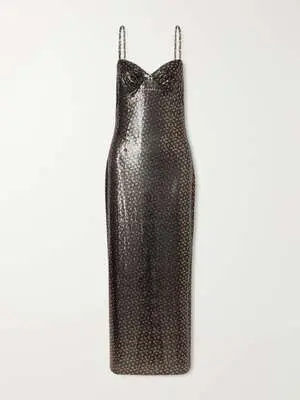 Rabanne Floral-printed Chainmail Gown - Multi