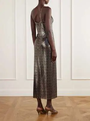 Rabanne Floral-printed Chainmail Gown