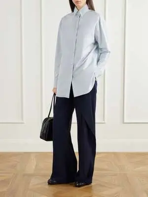 JIL SANDER Draped Wool-sablé Wide-leg Pants