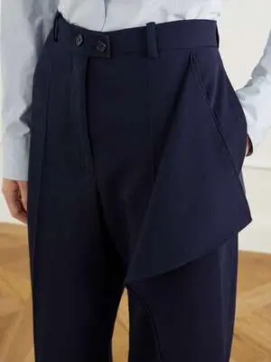 JIL SANDER Draped Wool-sablé Wide-leg Pants