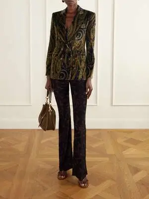 Etro Double-breasted Printed Cotton-blend Velvet Blazer