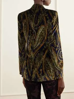 Etro Double-breasted Printed Cotton-blend Velvet Blazer