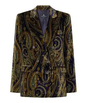 ETRO Double-breasted Paisley-print Cotton-blend Velvet Blazer