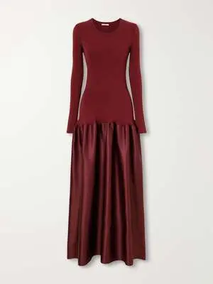 FFORME Catrin Gathered Jersey And Duchesse-satin Maxi Dress - Red