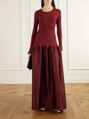 FFORME Catrin Gathered Jersey And Duchesse-satin Maxi Dress