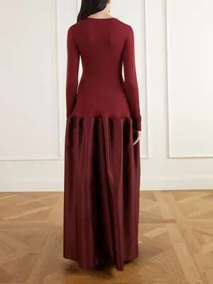 FFORME Catrin Gathered Jersey And Duchesse-satin Maxi Dress