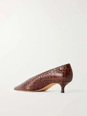 Le Monde Beryl Babouche 40 Croc-effect Leather Pumps