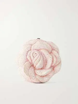 Judith Leiber Rose Crystal-embellished Silver-tone Clutch - Pink