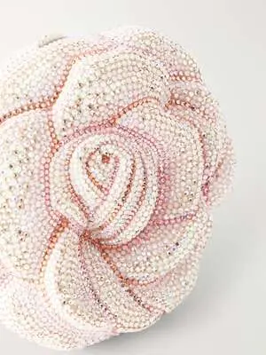 Judith Leiber Rose Crystal-embellished Silver-tone Clutch