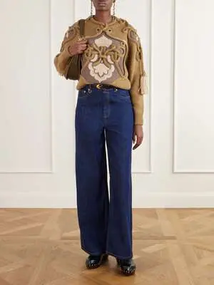 Etro Tasseled Embroidered Wool Sweater