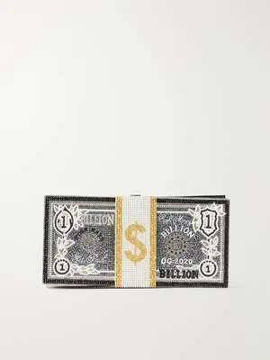 Judith Leiber Billions Stack Of Cash Crystal-embellished Silver-tone Clutch - Multi